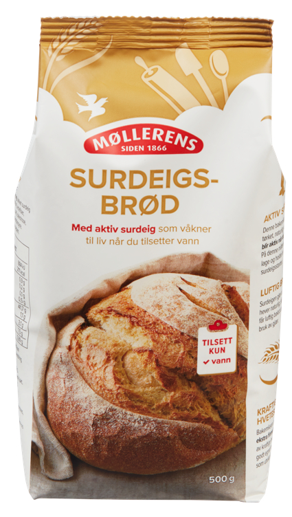 Surdeigsbrød Melmix 500g Møllerens - 🧾Kassalapp