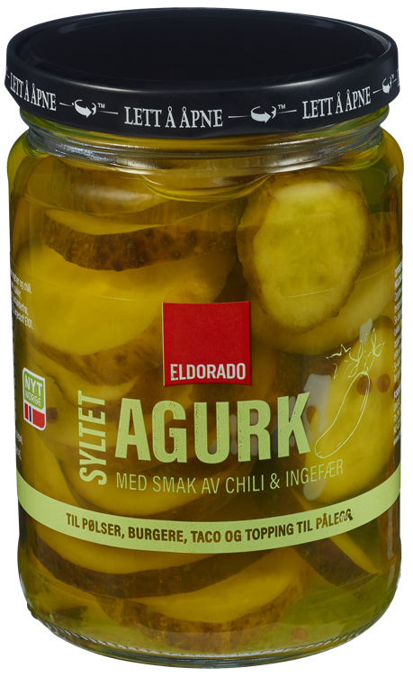 Agurker Syltede Ingefær&Chili Smak 380g Eldorado - 🧾Kassalapp