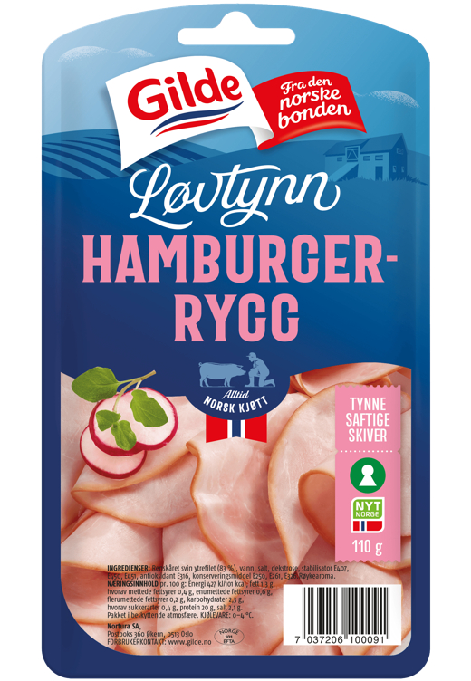 Hamburgerrygg Løvtynn 110g Gilde - 🧾Kassalapp