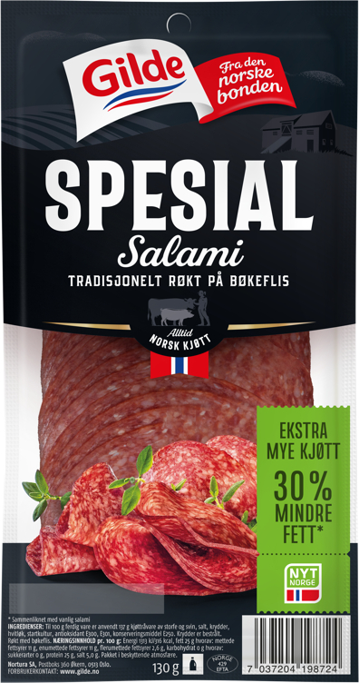 Salami Spesial skivet 130g Gilde - 🧾Kassalapp