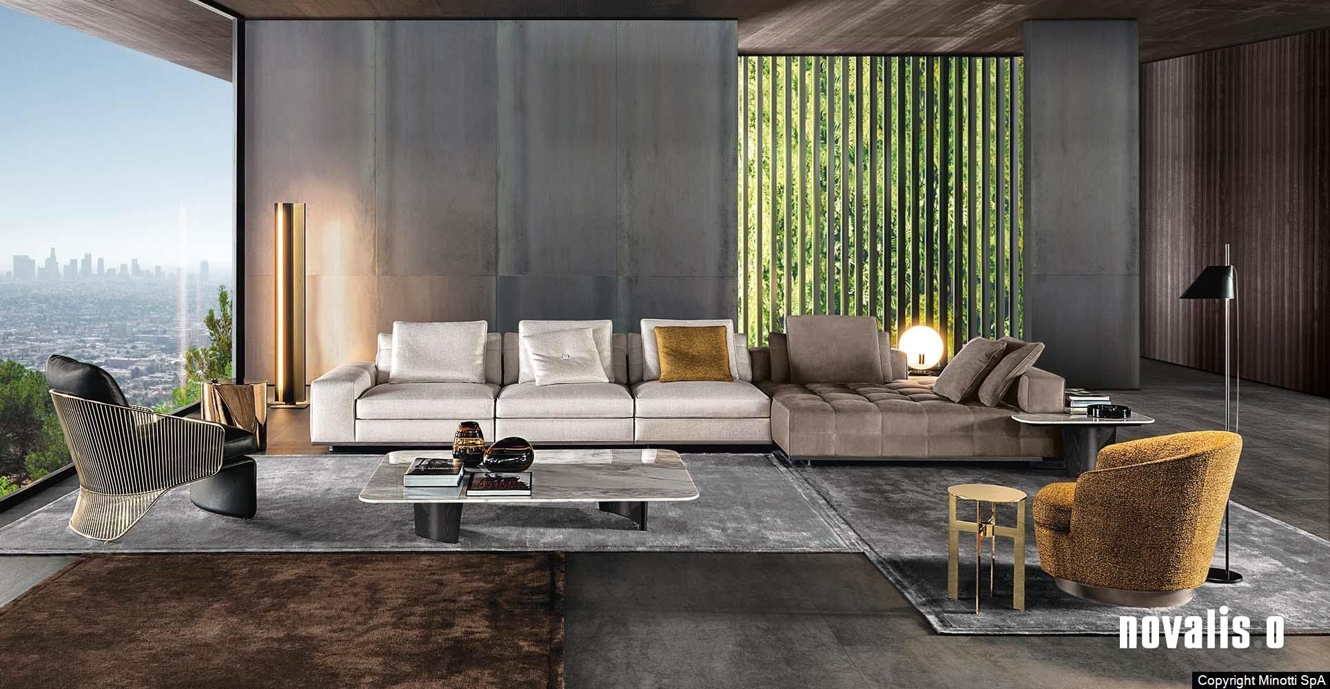 Minotti Lawrence bank • Novalis.O • Experience elegance in luxury and light