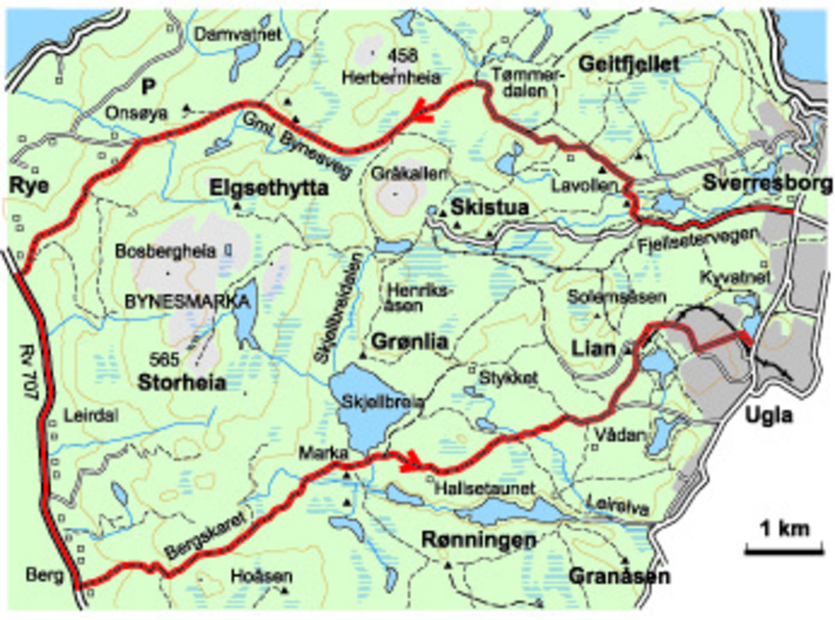 Gjennom Bymarka på gamle Bynesveier - 35 km