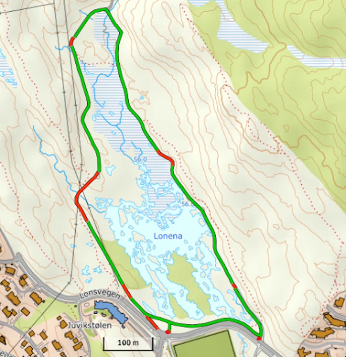 Rullestolvennlig tur i Brekkeløypa, Knarvik