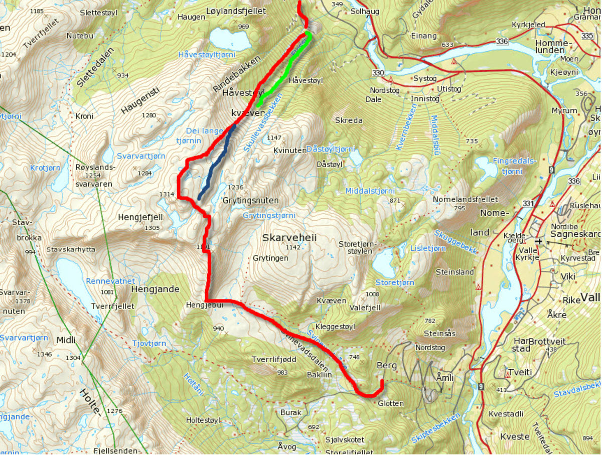 Berg-Hengjefjell i Valle (Setesdal)