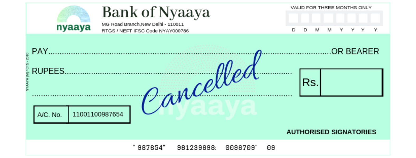 Cancelled cheque