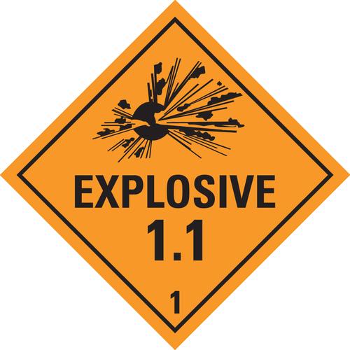 Hazardous Substances Label | Explosives 1.1 1-W250mm x H250mm-Single ...