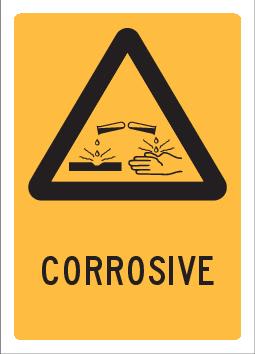 Warning Sign | Corrosive and Pictogram-W90mm x H125mm-Pack of 5 for ...