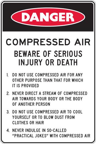 Danger Sign | Compressed Air, Beware Injury/Death-W300mm x H450mm ...