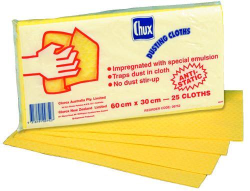 Chux Commercial Anti-Static Dusting Cloth Yellow-60cm x 30cm-25 Cloths ...