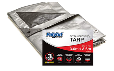 Polytuf Heavy Duty Silver and Black Tarpaulin-3.0 x 3.6m (Each) for ...