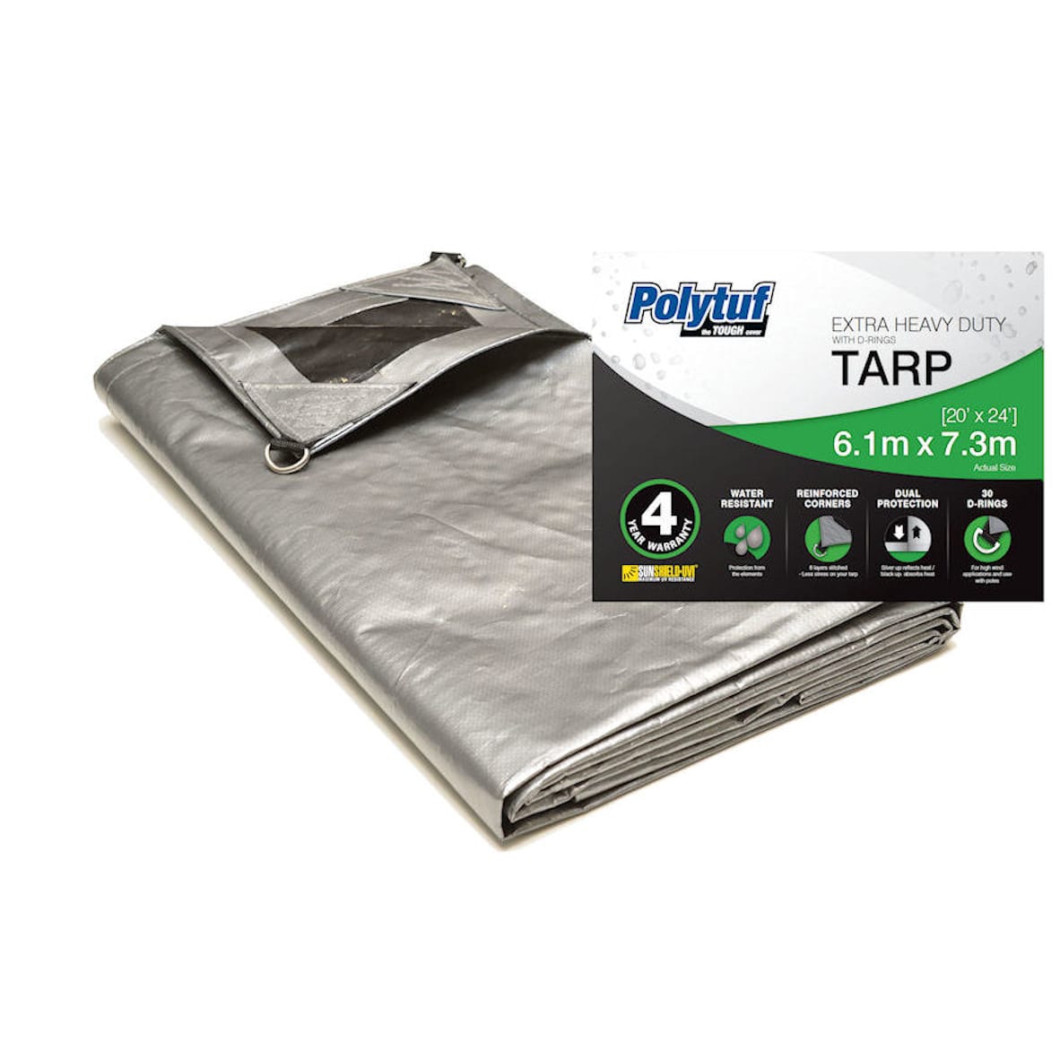 Polytuf Extra Heavy Duty D-Ring Tarpaulin-6.1 x 7.3m (Each) for sale ...
