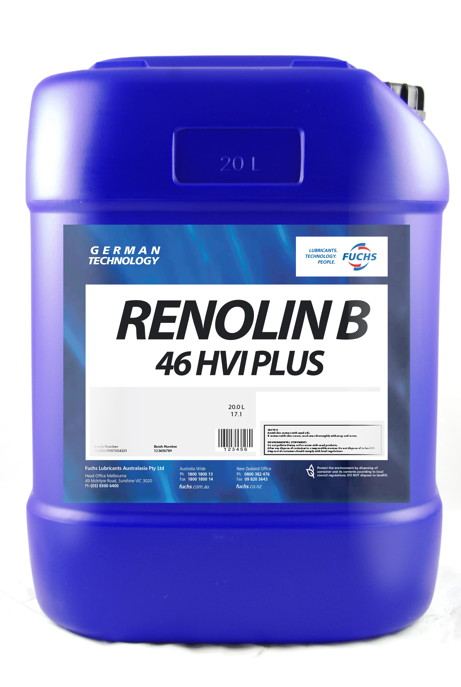 Fuchs Renolin B 46 Plus HVI Premium Hydraulic Oil-20L (Each) for sale ...