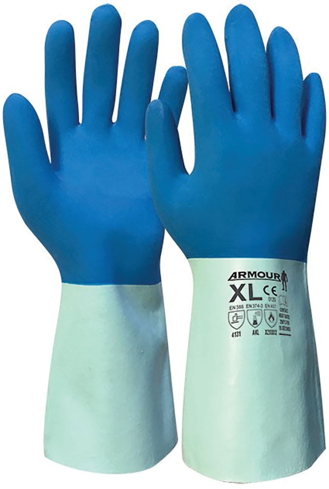 Armour Latex Chemical Contact Heat Blue Gauntlet-S - 2XL-30cm-Each for ...