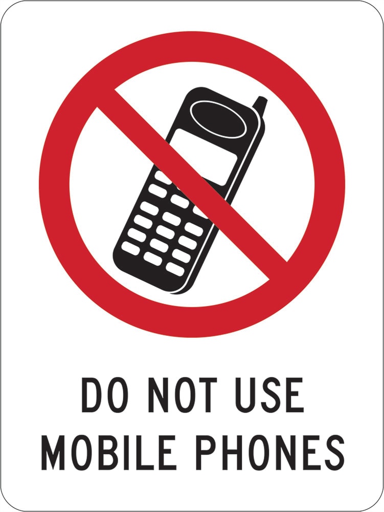 Prohibition Sign | Do Not Use Mobile Phones-90 x 125 SAV-PACK OF 5 for ...