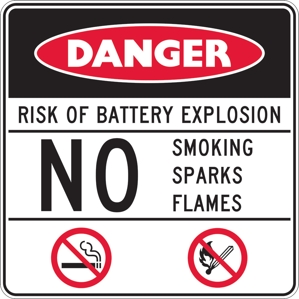 Danger Sign | Risk Of Battery Explosion-W300mm x H300mm-Single Sided ...
