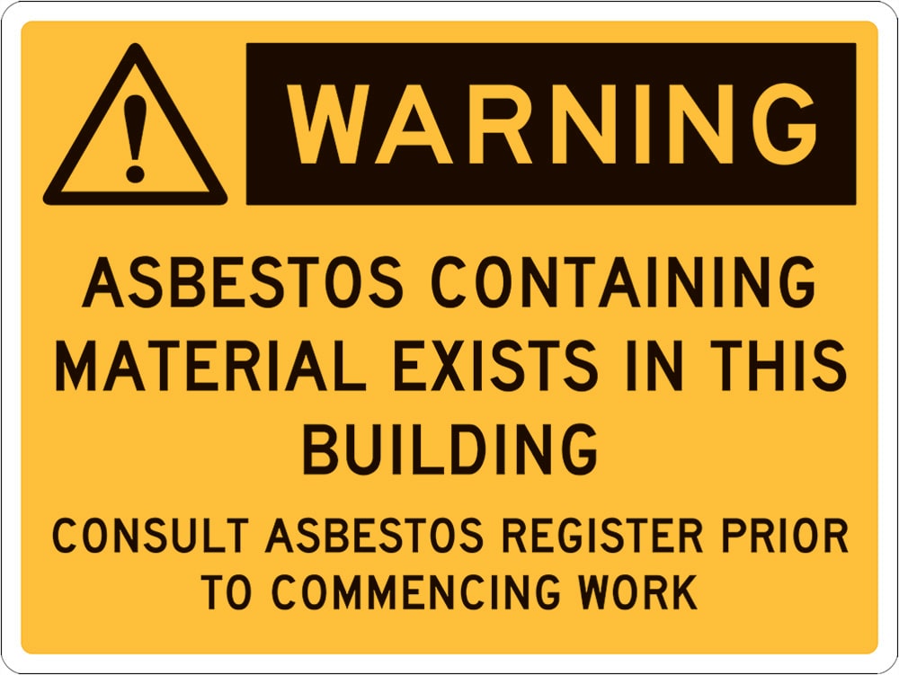 Warning Sign | Asbestos Containing Material Exists-W300mm x H225mm ...