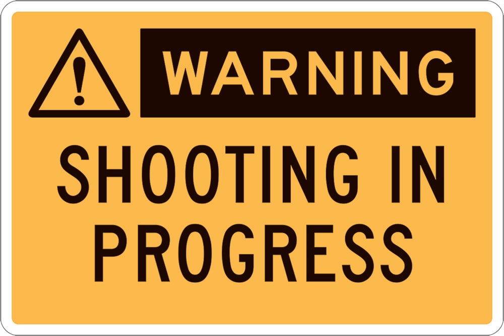 Warning Sign | Shooting in Progress-W600mm x H450mm-Single Sided for ...