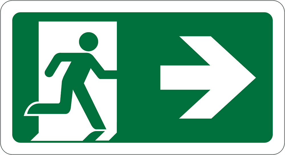 Emergency & Exit Sign | Running Man Arrow, Right-W420mm x H220mm-Single ...