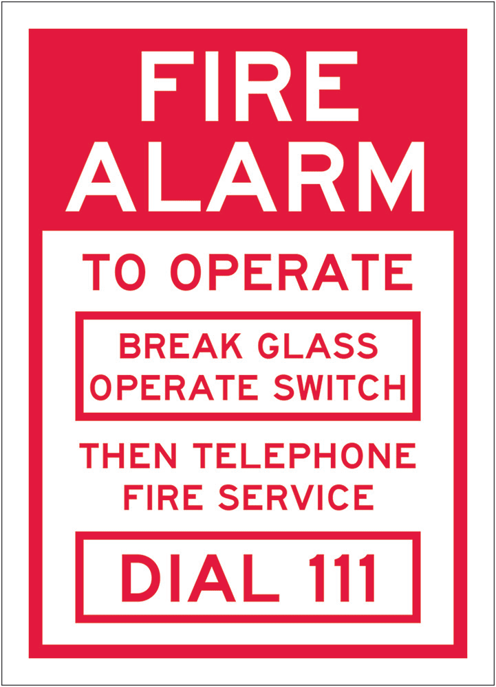 Fire Sign | Fire Alarm To Operate-W90mm x H125mm-Pack of 5 for sale ...