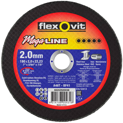 180 x 2 x 22mm Ultra Thin Cut Off Disc Mega Inox-Each for sale - NZ ...