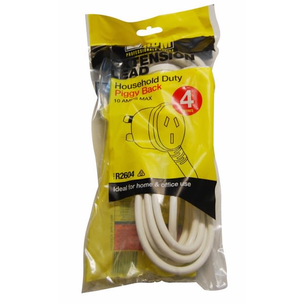 HPM 4m Piggyback Extension Lead 10A White (Each) for sale - NZ Safety ...