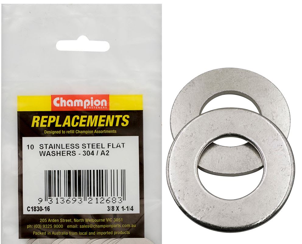 Champion Stainless Flat Washers-3/8" x 1 1/4"-10-Pack for sale | NZ ...