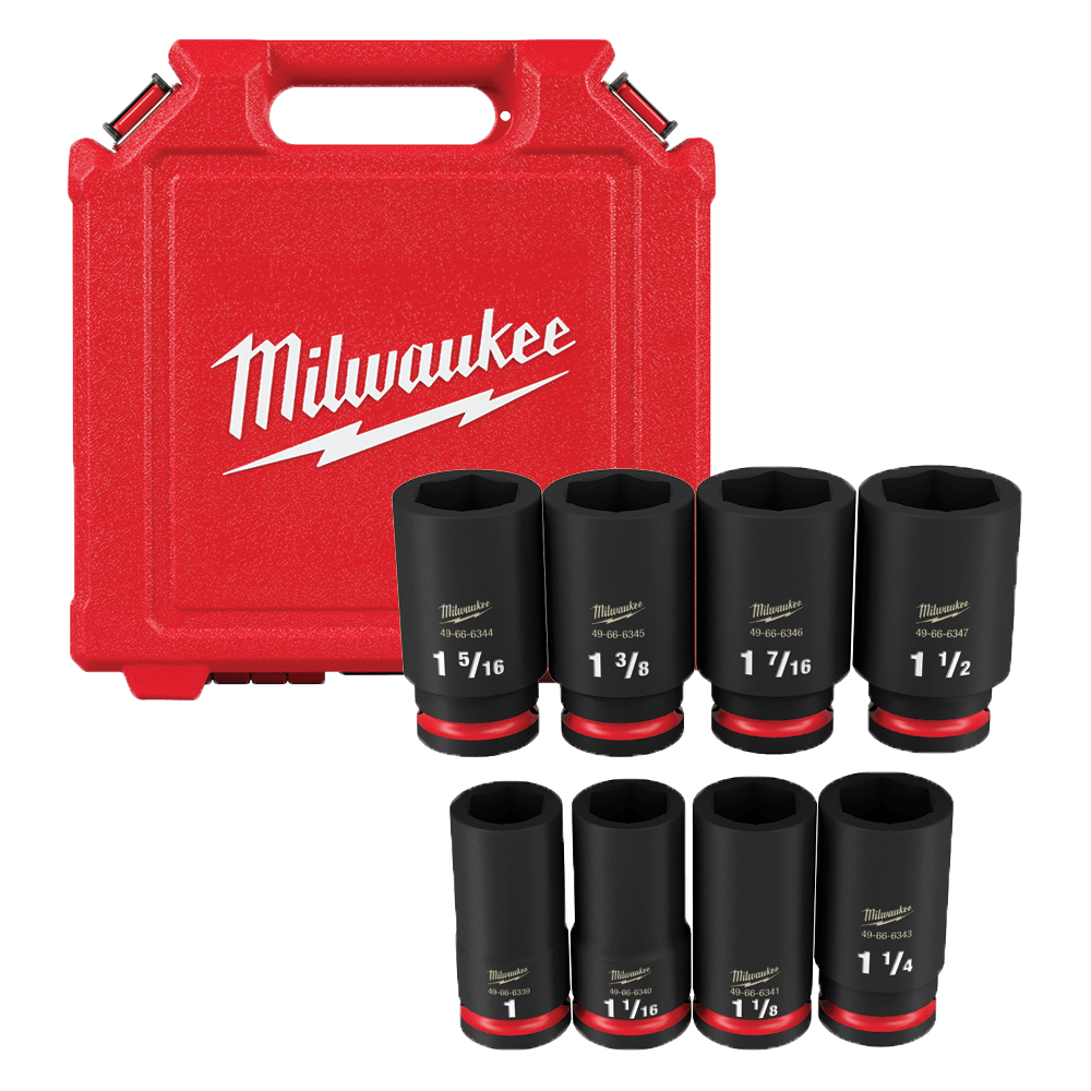 Milwaukee 8 Piece Deep Impact Socket Set - A/F-3/4" Drive (Each) for ...