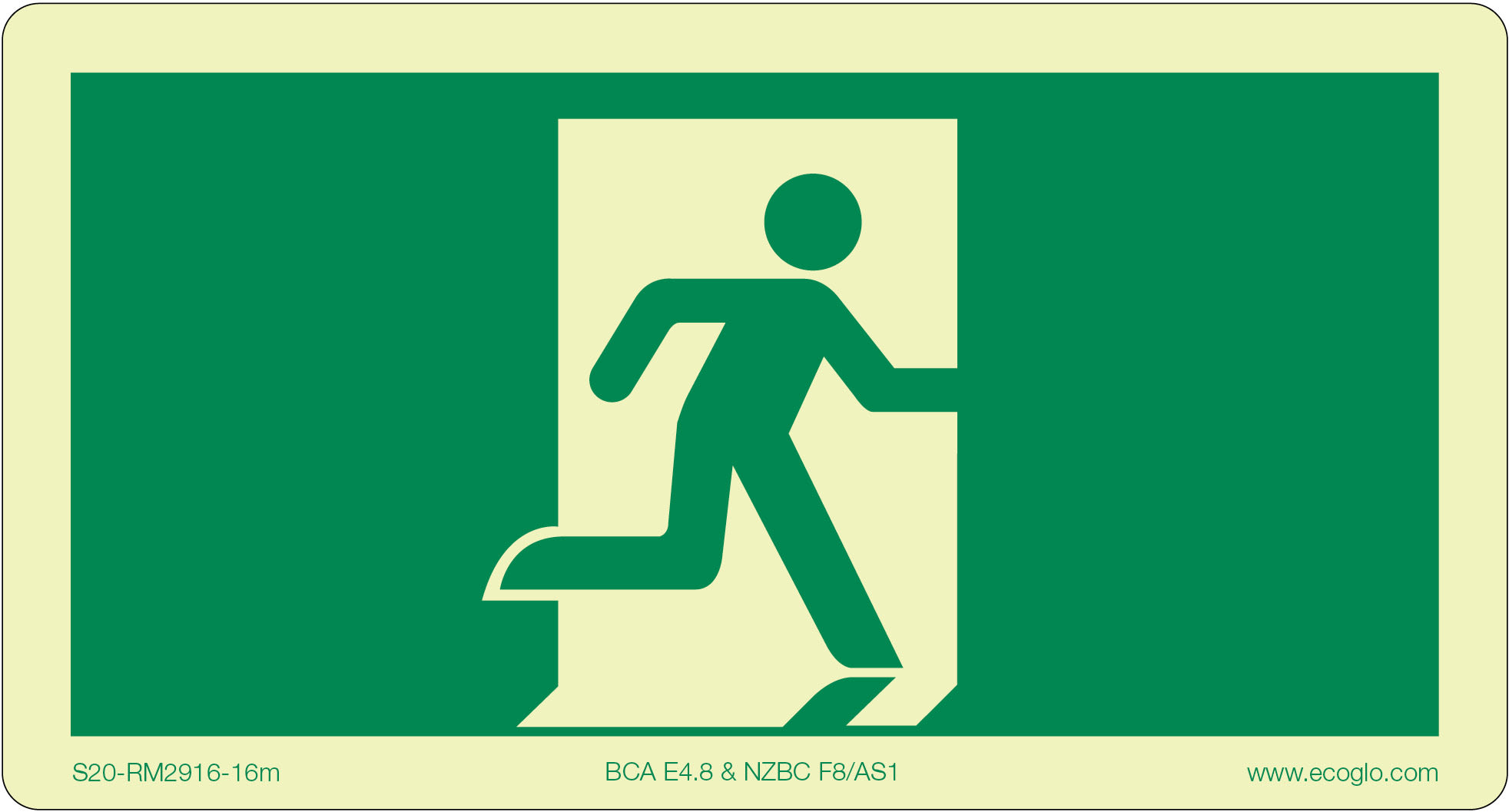 Ecoglo Exit Sign Running Man Luminescent-W290mm x H162mm-Each for sale ...