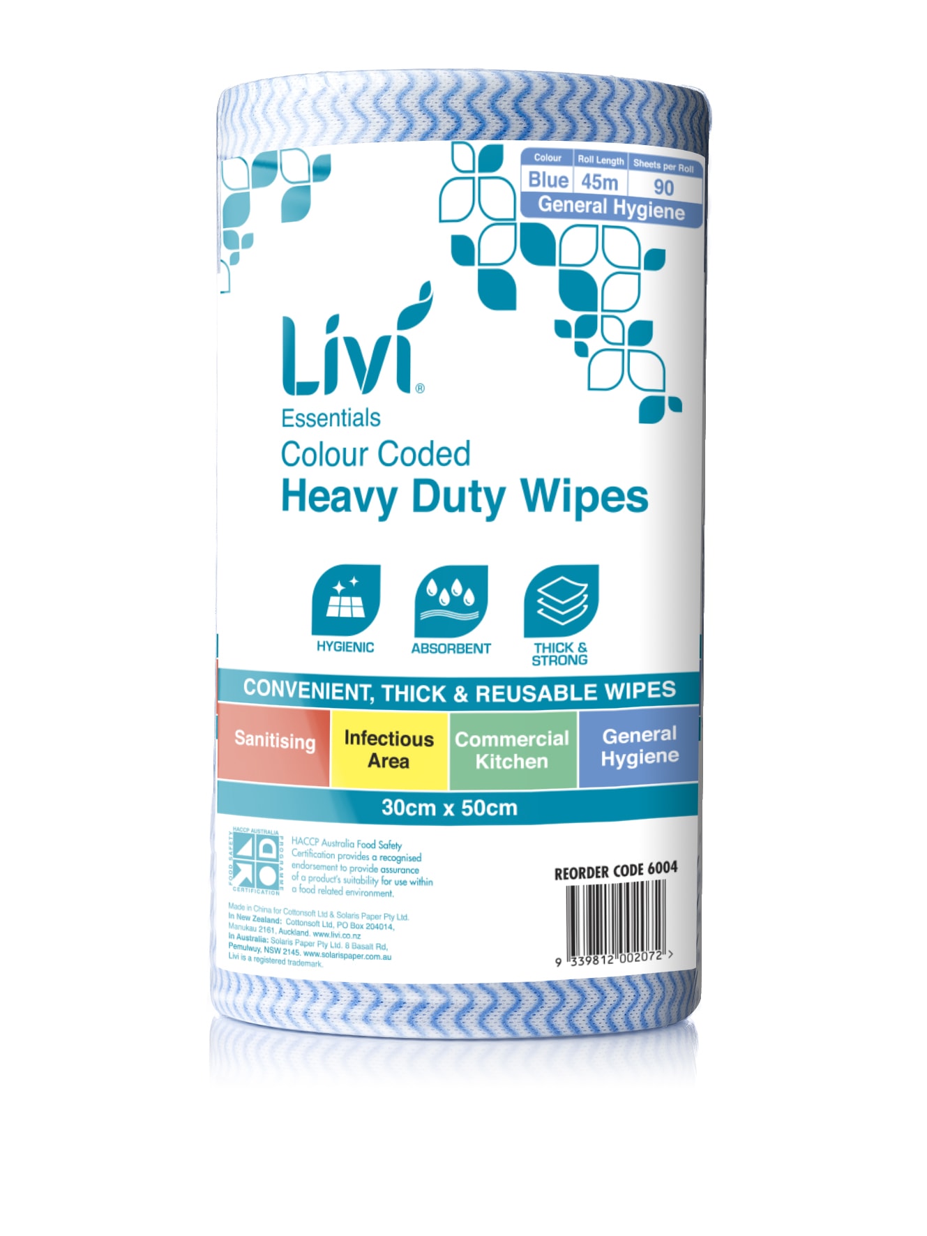 Livi Colour Coded Cloth Wipes Blue-30cm x 50cm (Roll) for sale - NZ ...