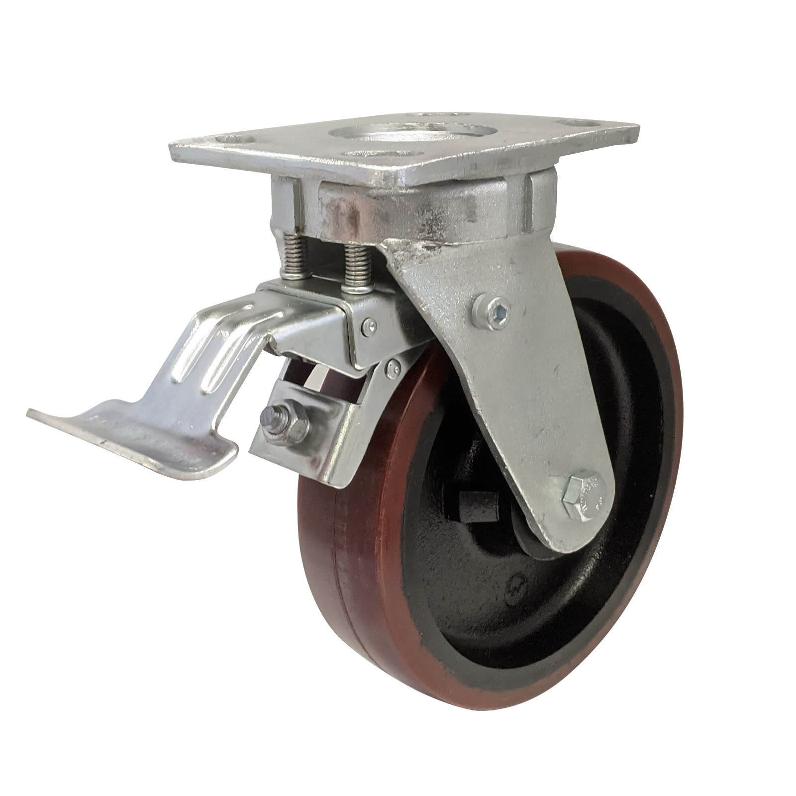 Easyroll 200mm Swivel Brake Mount X2 Castor-Urethane Cast Iron 1000kg ...