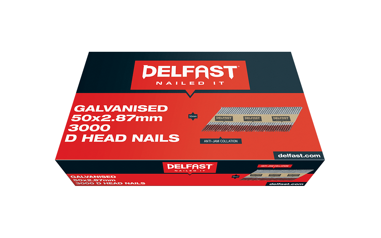 Delfast D Head Collated Galvanised Nails-50 x 2.87mm-3000 (Box) for ...