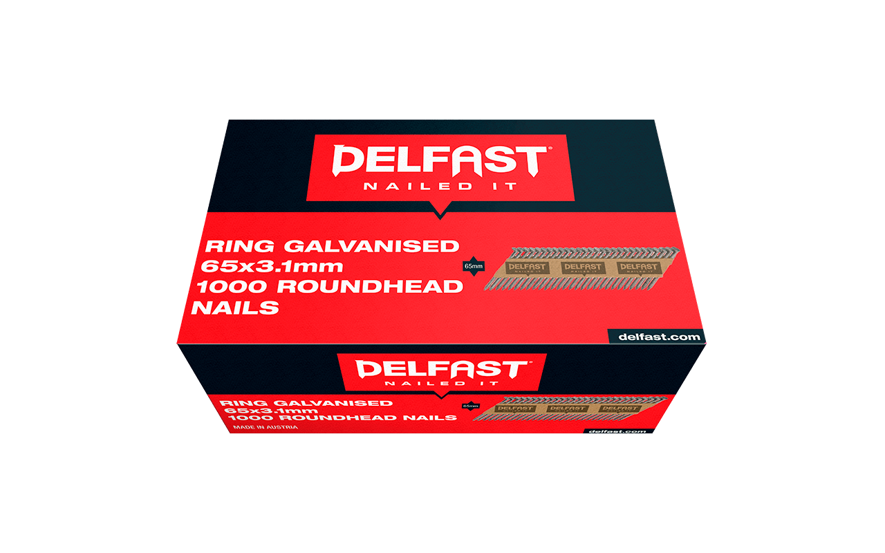 Delfast Round Head Collated Galvanised Nails-65 x 3.1mm-1000 (Box) for ...