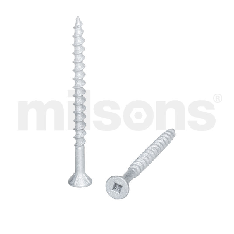 8G x 2-1/2" Ribbed CSK Particle Board Screw-Square-Galvanised-500 Pack ...