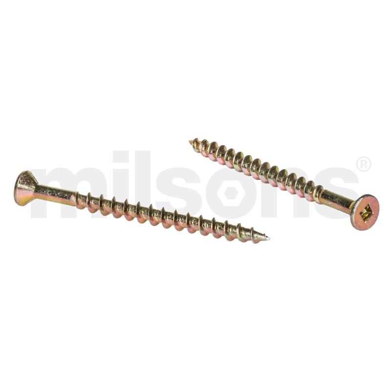 8G x 2-1/2" Ribbed CSK Particle Board Screw-Square-Yellow Zinc-500 Pack ...