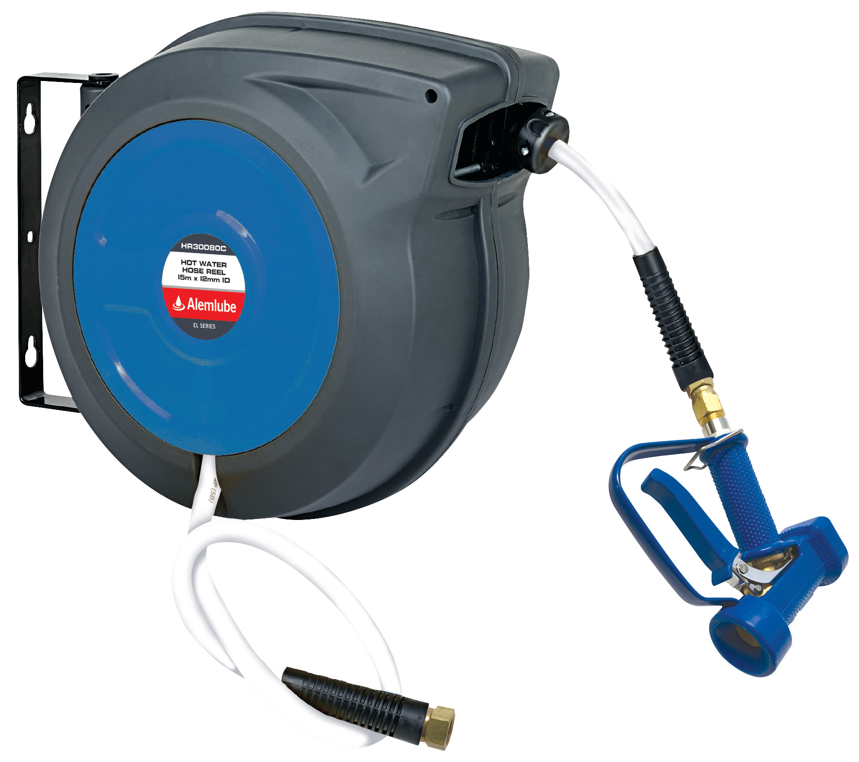 Alemlube EL Series Hot Water Hose Reel With Nozzle-12mm x 15m (Each ...