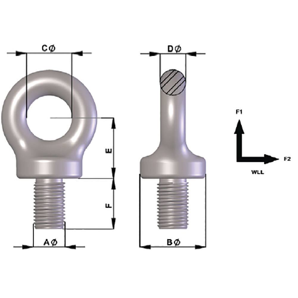 Bullivants Eye Bolt D/F-M10X1.50 0.25T WLL (Each) for sale - NZ Safety ...