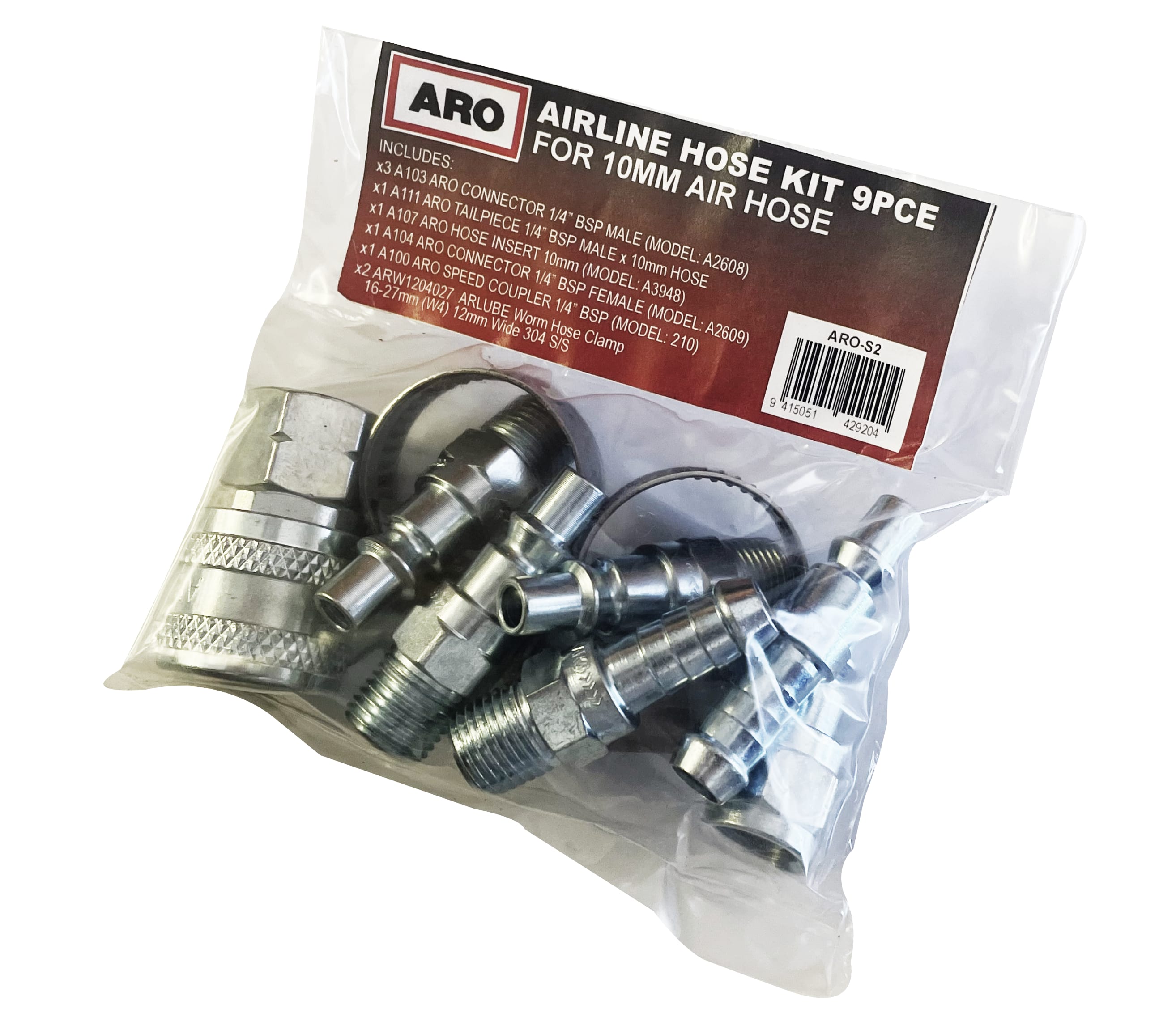 ARO S2 Airline Hose Kit 1/4" BSP-9 Piece (Each) for sale - NZ Safety ...