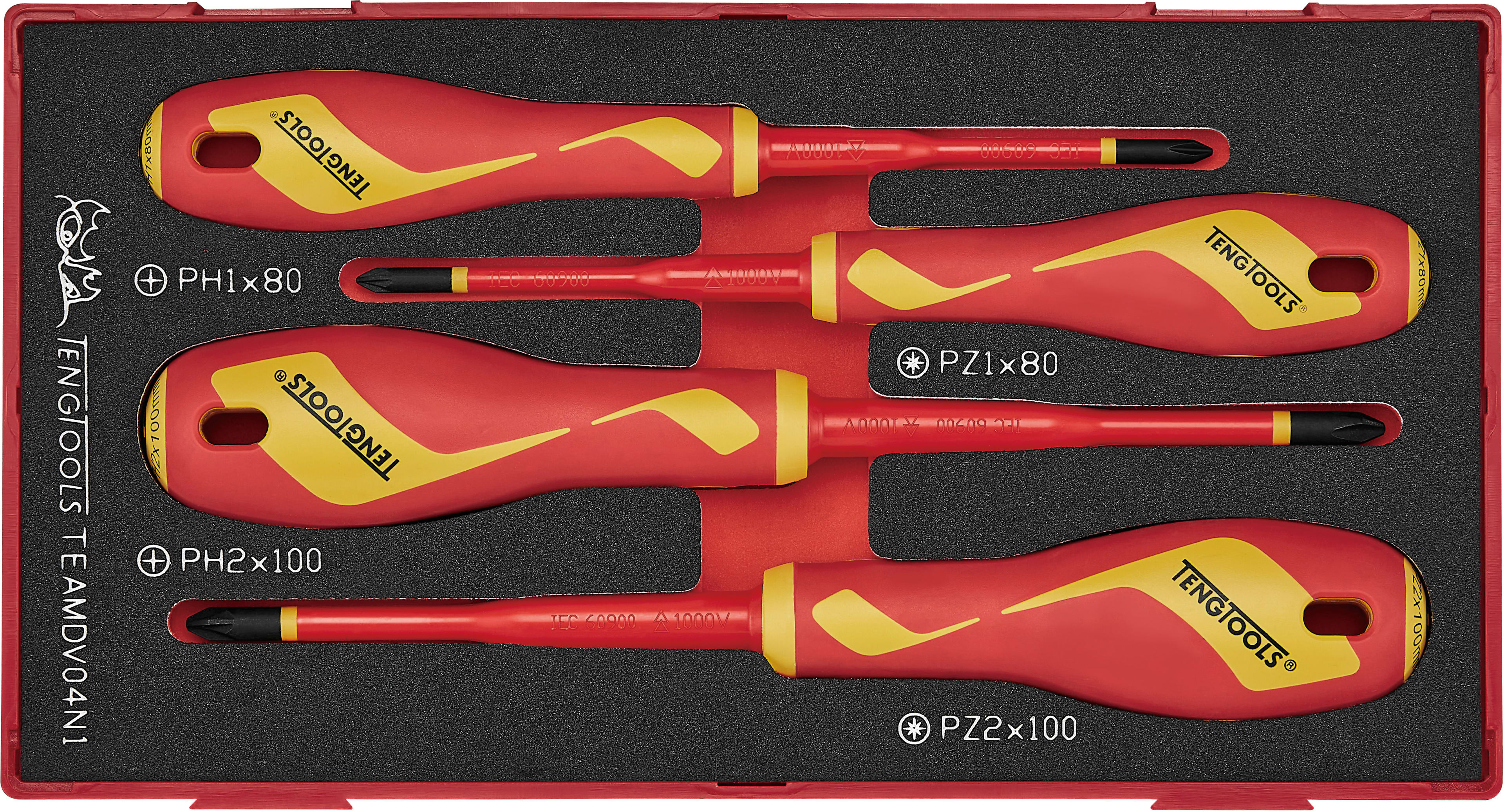 Teng Screwdriver Set Insulated PH/PZ-270 x 143 x 50mm-4 Piece-Set for ...