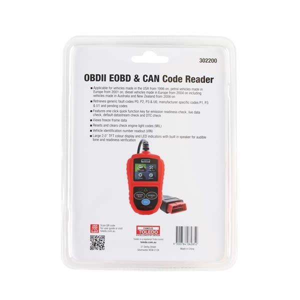 Toledo OBDII EOBD & Can Code Reader (Each) for sale - NZ Safety ...