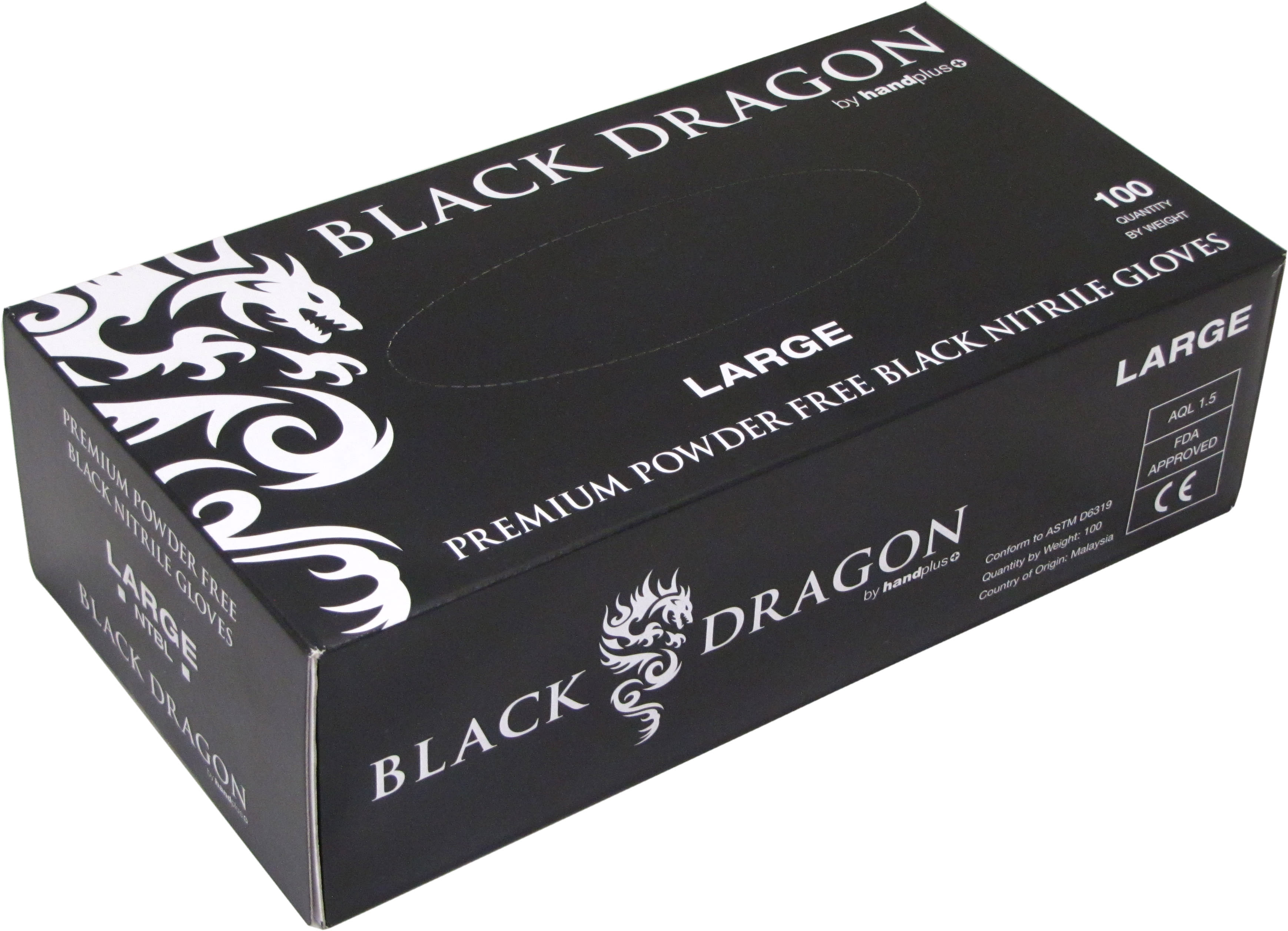 Black Dragon Nitrile Gloves Powder Free Black-S-2XL-Pack of 100 for ...