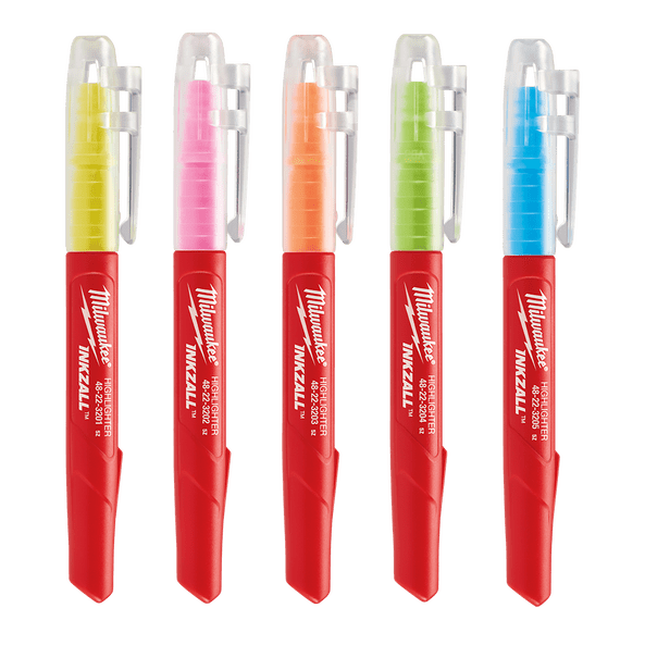 Milwaukee Inkzall Jobsite Highlighter Chisel Tip-Pack of 5 for sale ...