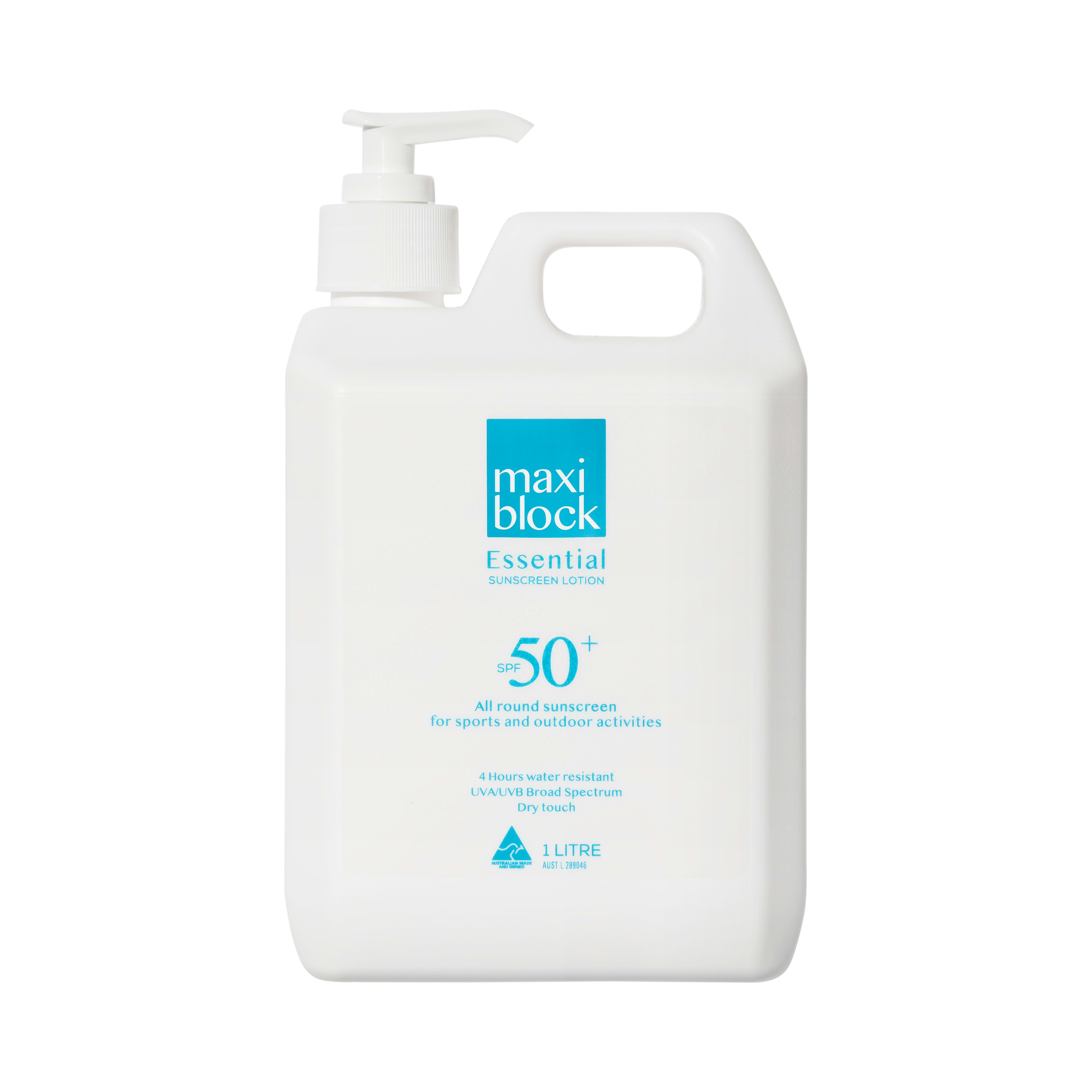 Maxiblock Essential Sunscreen SPF50+ 1L-Each for sale | NZ Safety ...