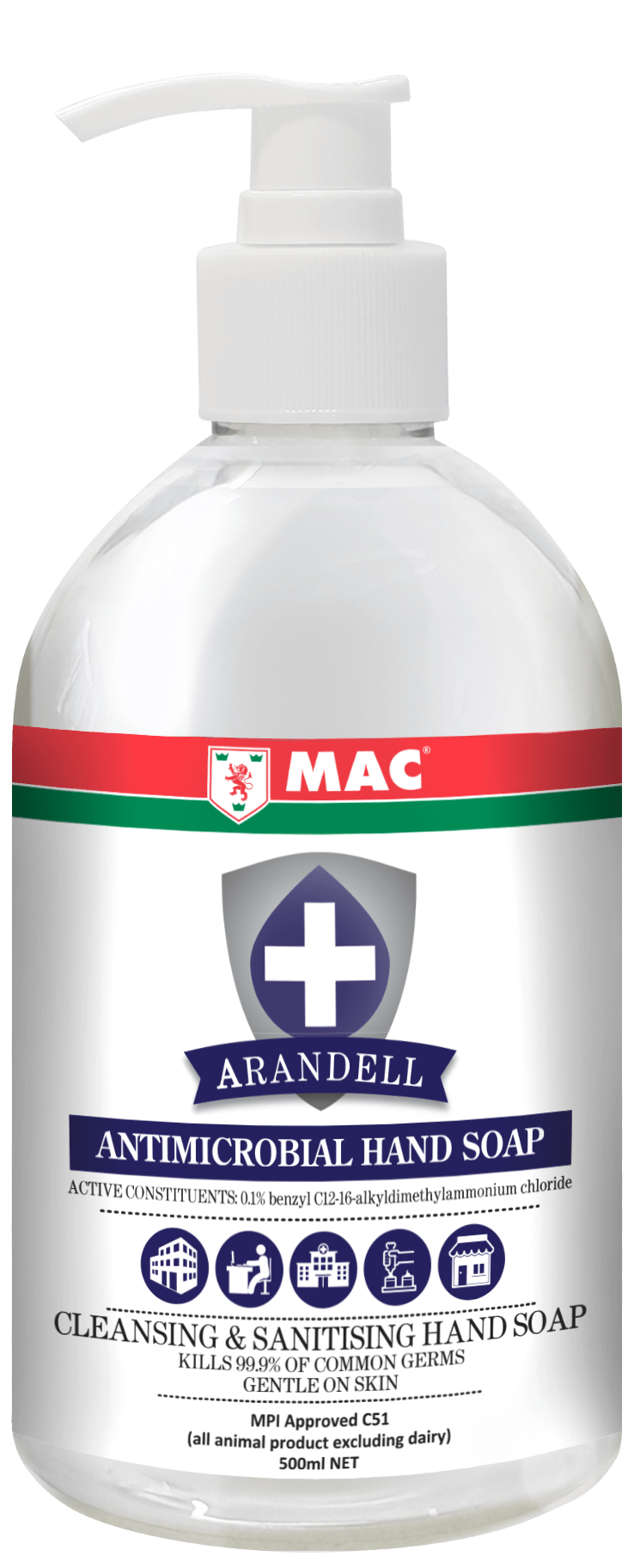 MAC Arandell Antimicrobial Hand Soap-500ml-Each for sale - NZ Safety ...