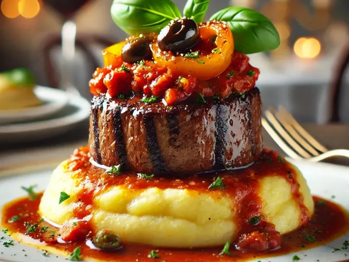 Filet Mignon Pizzaiola & Polenta-$110.00+fees (GF) (PATCH)