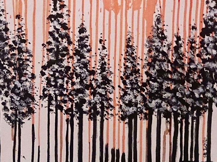 Drip Painting: Sunset Forest