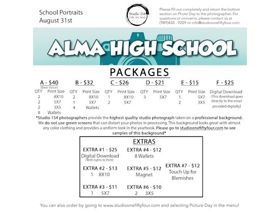 Alma High School Online school photo Re-orders and New orders
