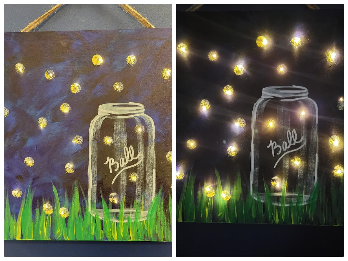 LED light-up Art "Catching Fireflies" Fri 08/04 (6:30 pm) class fee $40