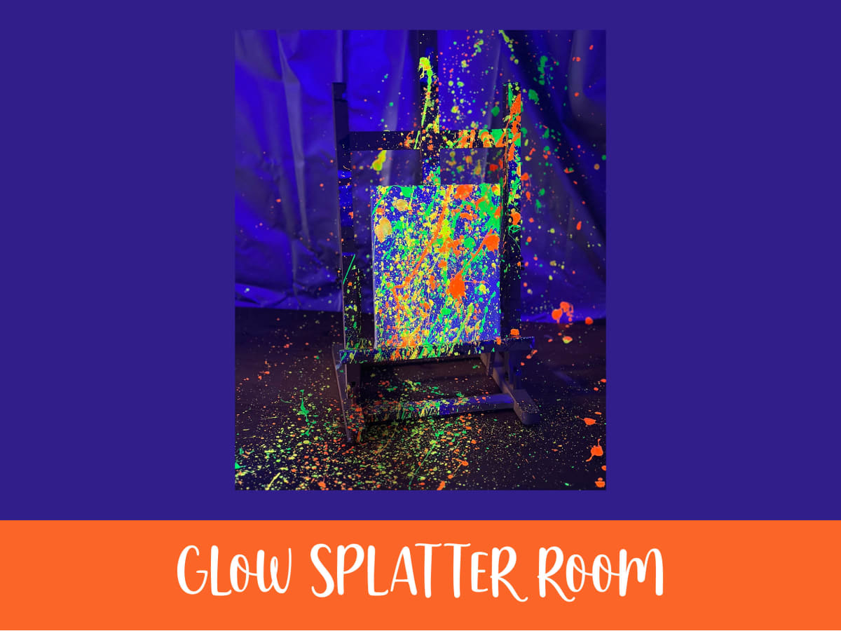 Colorful Chaos: Glow Splatter Room