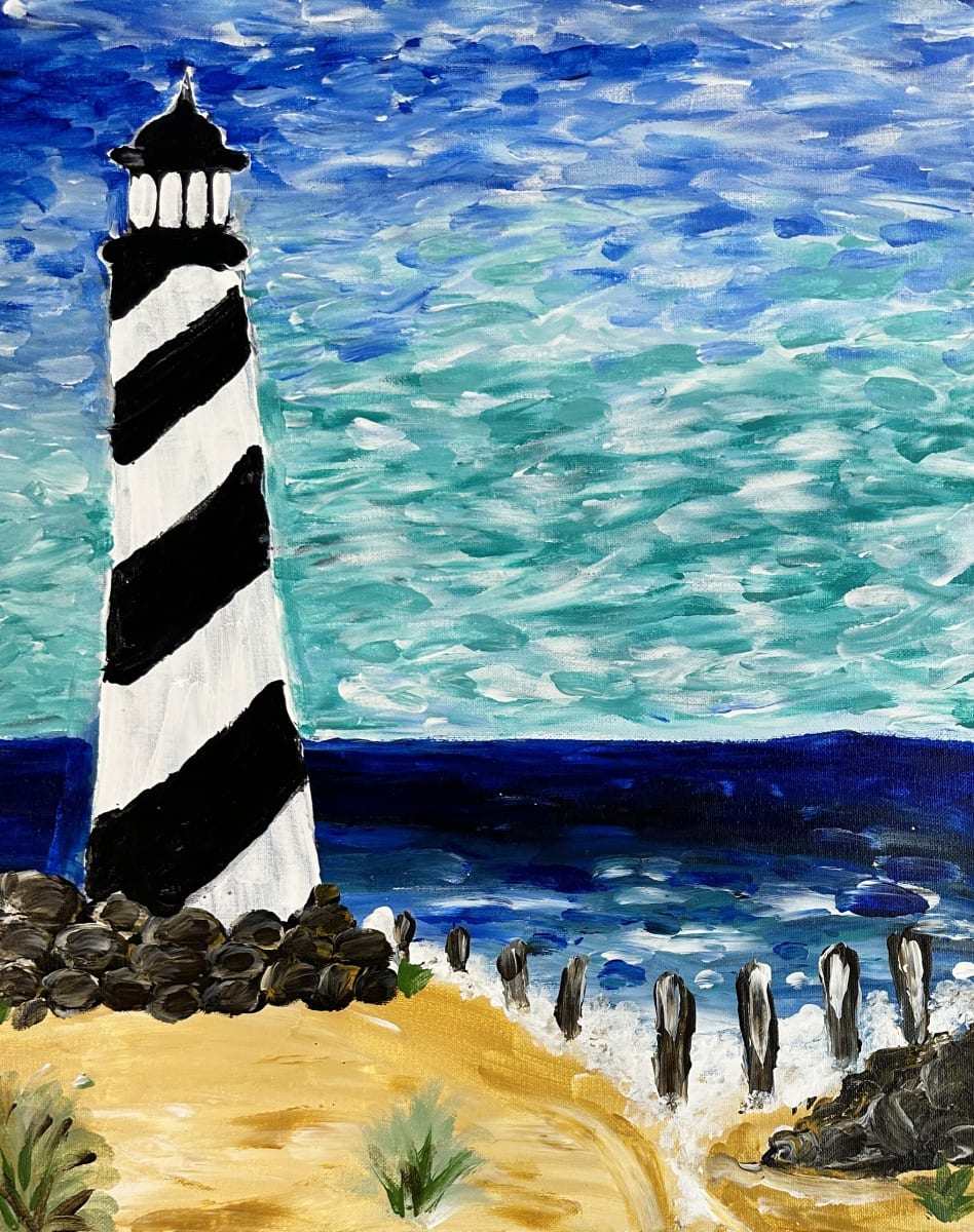Lighthouse Finger Painting & Sip Canvas Class