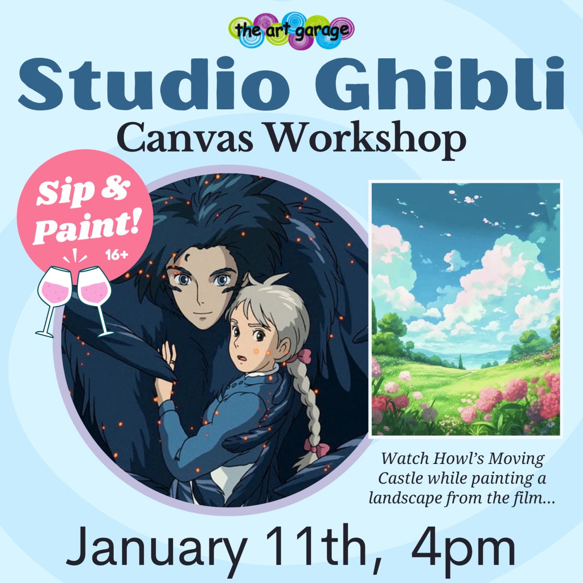 Studio Ghibli Sip and Paint Canvas Workshop